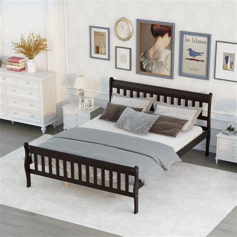 Queen Bed Frame Solid Wood Platform Beds With Headboard And Footboard