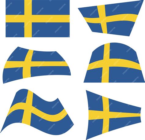 스웨덴 국기 모양 벡터 그래픽 팩 프리미엄 벡터