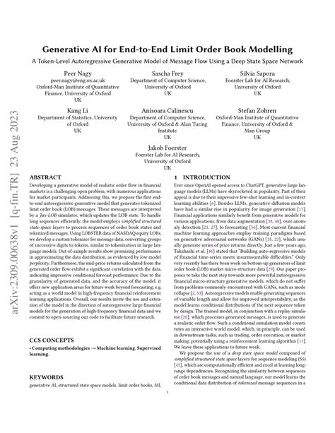 Pdf Generative Ai For End To End Limit Order Book Modelling A Token Level Autoregressive