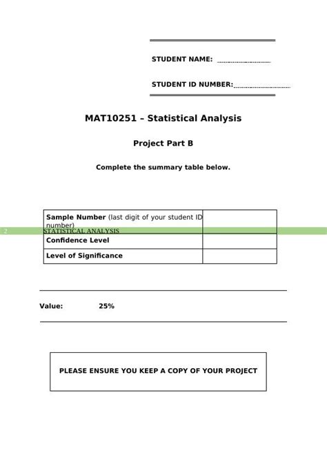 Statistical Analysis Project Assignment