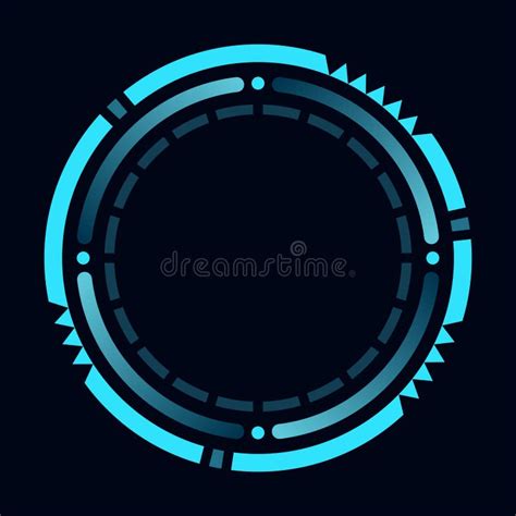 Hud Round Frame Or Border Sci Fi Circular Neon Element For Digital Ui Game Interface
