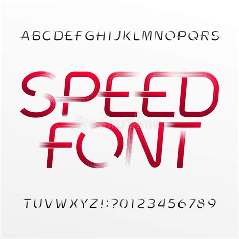High Speed Alphabet Font Wind Effect Type Letters And Numbers Stock Vector Illustration Of