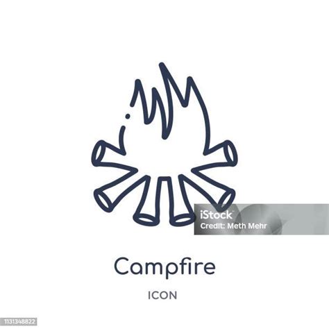 캠핑 개요 컬렉션에서 선형 캠프 파이어 아이콘입니다 얇은 라인 캠프 파이어 벡터 흰색 배경에 고립 모닥불 유행 삽화 0명에 대한 스톡 벡터 아트 및 기타 이미지 Istock