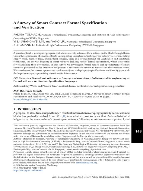 survey of smart contracts formal specifications pdf formal