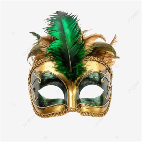 가장 무도회 녹색 깃털과 황금 몸체에 대한 격리된 그림이 포함된 현실적인 카니발 마스크 구성 마스크 가장 무도회 초록 Png 일러스트 및 이미지 에 대한 무료 다운로드