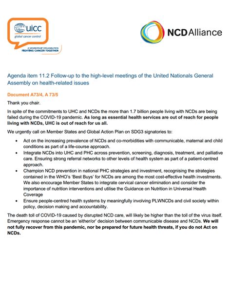 Reconvened 73rd Who World Health Assembly Statement On Item 152 112