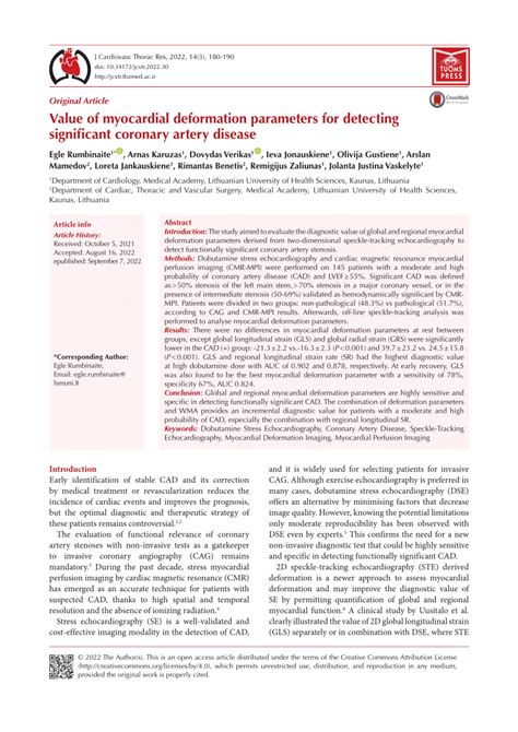 Pdf Value Of Myocardial Deformation Parameters For Detecting