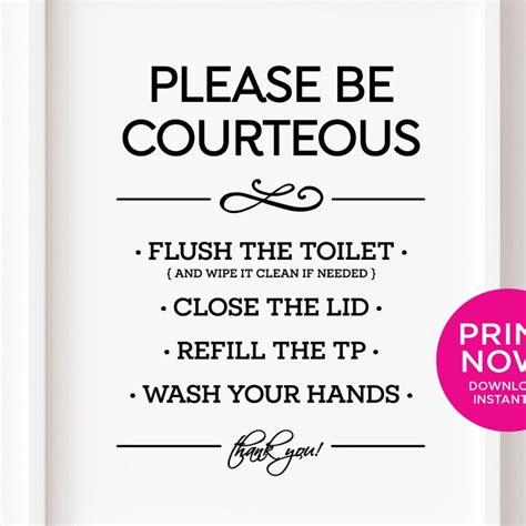Bathroom Etiquette Signs For Workplace Etsy