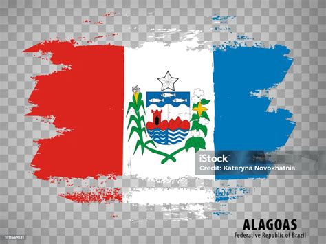 브러시 스트로크에서 알라고아스의 국기 브라질 연방 공화국 웹 사이트 디자인 앱 Ui에 대한 투명한 배경에 브라질의 Alagoas에 플래그 브라질 Eps10 0명에 대한 스톡