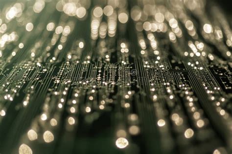 Minimalistic Futuristic Circuit Technology Design With Glowing Light Patterns Stock Illustration