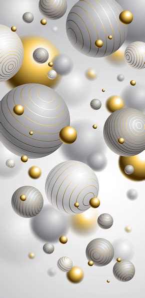 추상구 벡터 배경 전화 라인 스마트 폰 벽지로 장식 된 비행 공의 구성 3d 혼합 현실적인 글로브 현장 효과의 현실적인 깊이 구에 대한 스톡 벡터 아트 및 기타 이미지