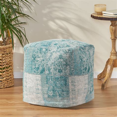 Bungalow Rose 16 Velvet Square Patchwork Pouf Ottoman Wayfair