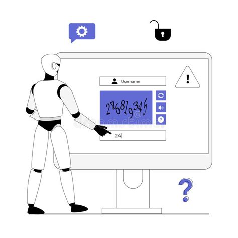 Bypass Captcha Anti Captcha Solving Service Robot Enters Captcha On The Monitor Screen Stock