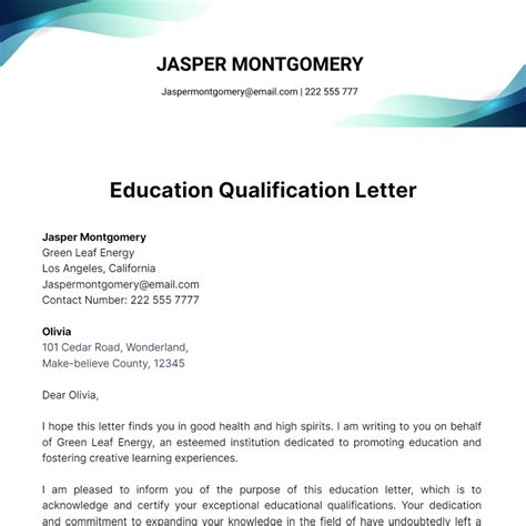 Free Education Qualification Letter Template To Edit Online