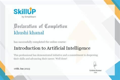 Khushi Khanal On Linkedin Khushi Khanal Has Successfully Completed The Introduction To Artificial
