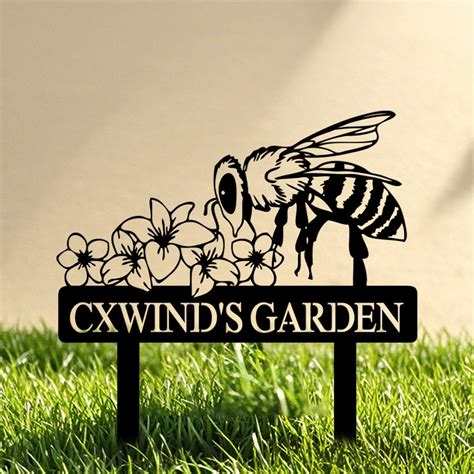 Custom Metal Garden Sign Personalized Yard Signs Bee Garden Decor