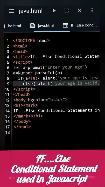 Ifelse Conditional Statement Used In Javascript Conditionaloperator