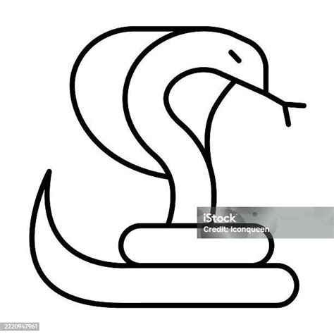 코브라 뱀 얇은 선 아이콘 아라비아 사막 개념 벡터 그래픽입니다 사막 독사 흰색 배경에 야생 생활 기호 스타일 모바일 또는 디자인 검은색에 대한 스톡 벡터 아트 및 기타
