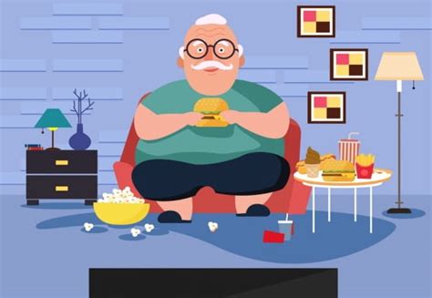 라이프 스타일 배경 노인 패스트 푸드 만화 캐릭터 Eps Ai Uidownload