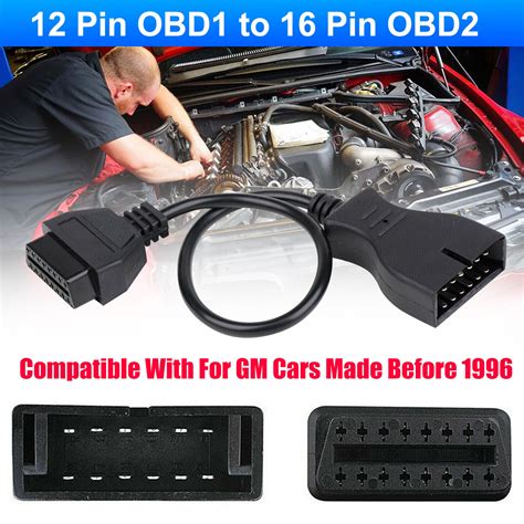 Zgby 12 Pin Obd1 To 16 Pin Obd2 Convertor Adapter Cable For Gm