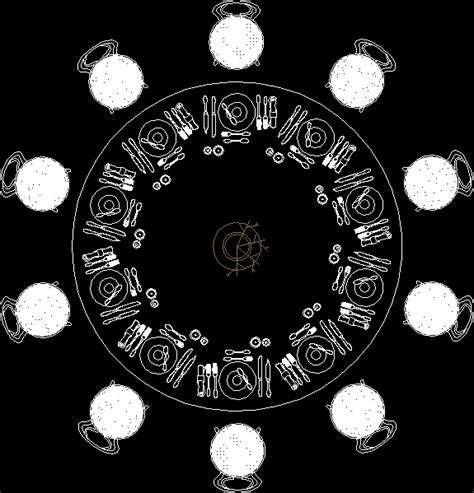 Dining Table With Place Settings For DWG Block For AutoCAD Designs CAD