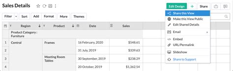 Working With Tabular View L Zoho Analytics Helpo