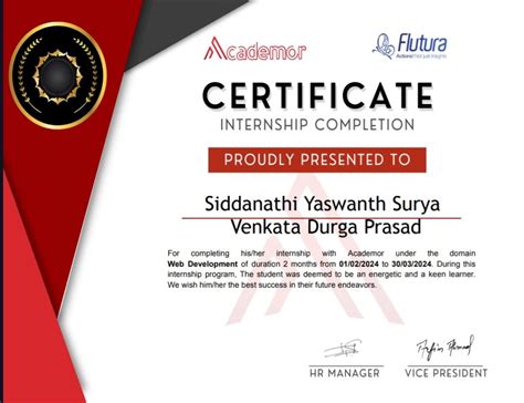 Siddanathi Yaswanth On Linkedin Certifucate Intenship Web