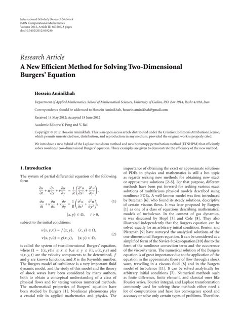 Pdf A New Efficient Method For Solving Two Dimensional Burgers Equation
