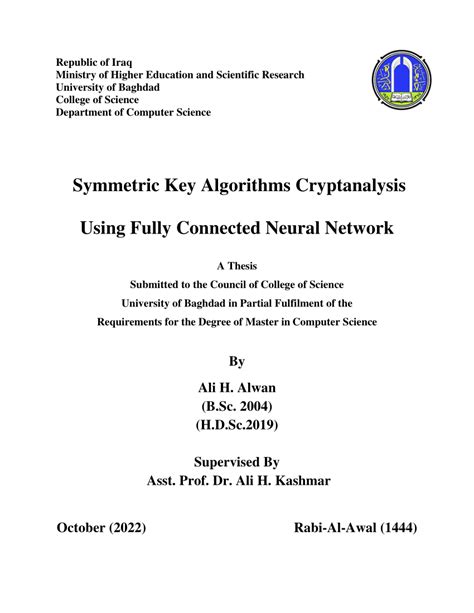 Pdf Symmetric Key Algorithms Cryptanalysis Using Fully Connected