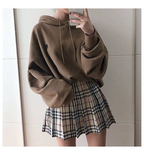 Fit And Aesthetic Outfit Skirt Hoodie Ropa Aesthetic Plaid Skirt