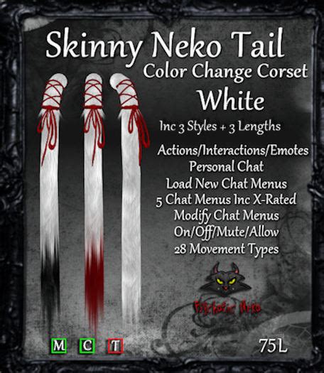 Second Life Marketplace Psychotic Neko Skinny Tail Corset White Pn
