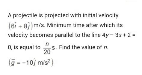 A Projectile Is Projected With Initial Velocity 6i 8j M S Minimum Ti