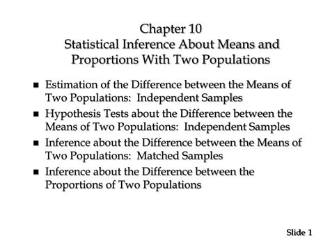 Ppt Chapter 10 Statistical Inference About Means And Proportions With Two Populations