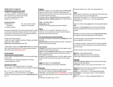 cs2100 final cheat sheet cs2100 midterm cheatsheet c language 2s complement is used ~ is