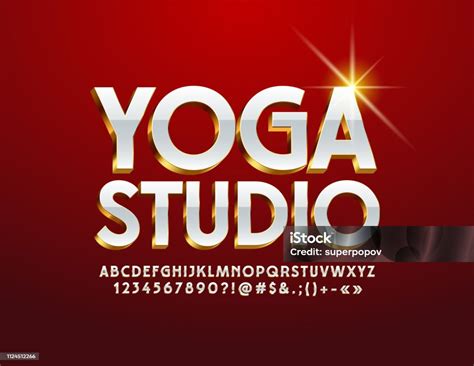 벡터 세련 된 상징 요가 스튜디오 우아한 백색과 골든 알파벳 문자 숫자 및 기호 0명에 대한 스톡 벡터 아트 및 기타 이미지 0명 간판 건강한 생활방식 Istock