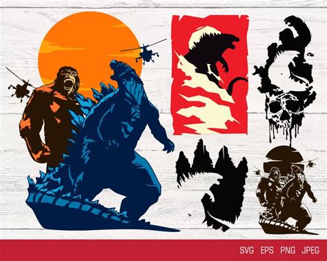 Godzilla Svg Kong Monster Svg Vector Cut File Poster Kong Skull