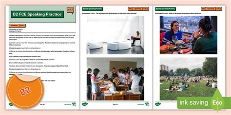 ESL B FCE Speaking Part Practice Teacher Made