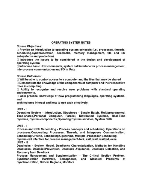 operating system 2 unit notes pdf operating system process computing