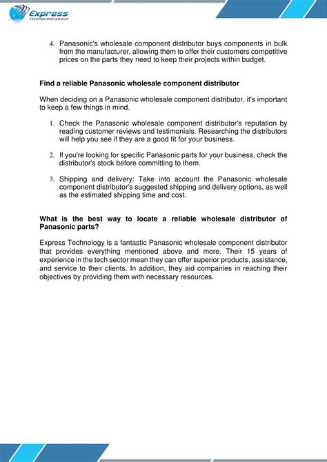 PPT Finding The Right Panasonic Wholesale Component Distributor PowerPoint Presentation ID