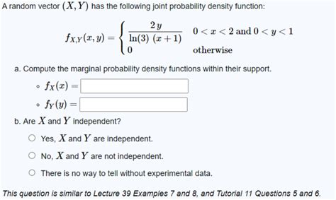 Solved A Random Vector Xy ﻿has The Following Joint