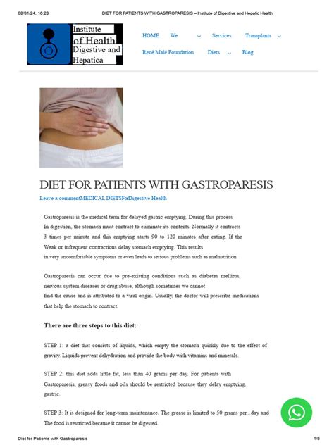 Gastroparesis Diet Guide For Patients Pdf Foods