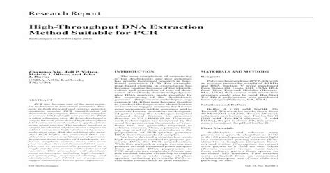 Pdf High Throughput Dna Extraction Dokumentips