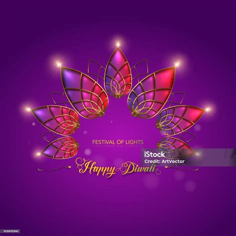 해피 디왈리 축제 조명 인도 축하 다채로운 템플릿 인도 로터스 디야 오일 램프의 그래픽 배너 디자인 활기찬 색상의 현대 디자인