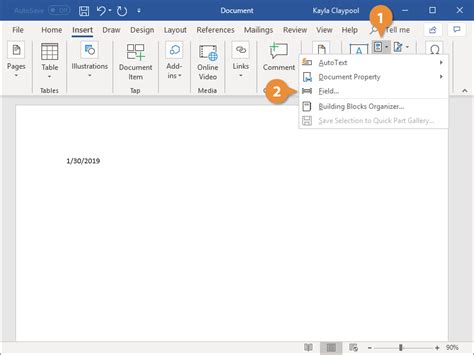 insert date in word customguide