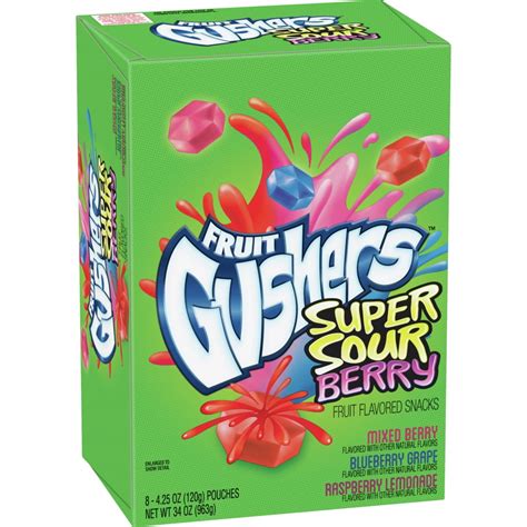 Gushers Fruit Flavored Snacks 8 Count Super Sour Berry
