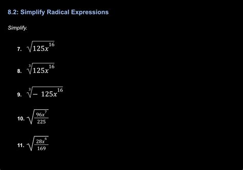 Solved 82 Simplify Radical Expressions Simplify 7 125x16