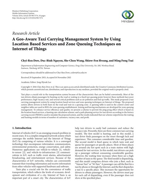 Pdf A Geo Aware Taxi Carrying Management System By Using Location
