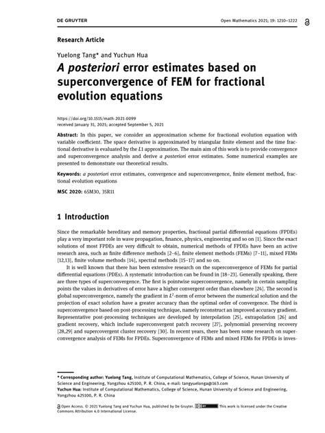 Pdf A Posteriori Error Estimates Based On Superconvergence Of Fem For