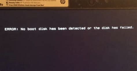 Error No Boot Disk Has Been Detected Or The Disk Has Failed