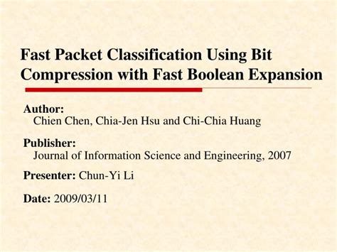 ppt fast packet classification using bit compression with fast boolean expansion powerpoint